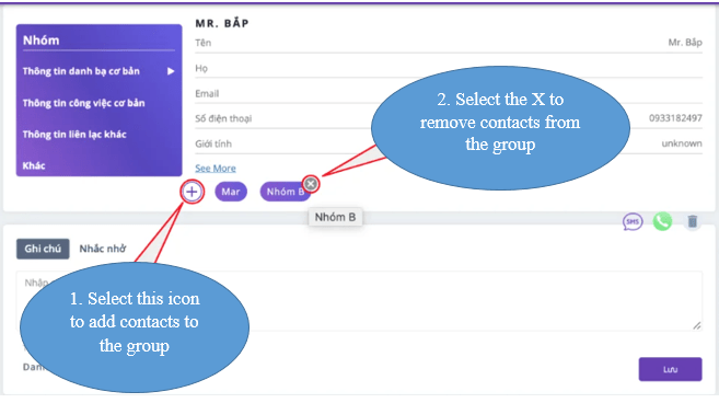 Group contacts, create and delete - Gcalls Support